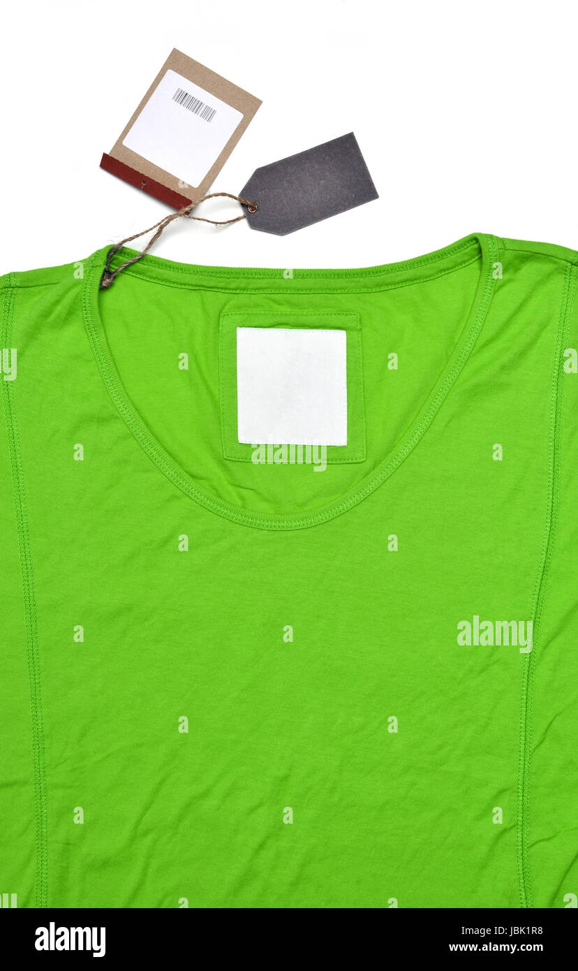shirt with price tag on white background Stock Photo - Alamy
