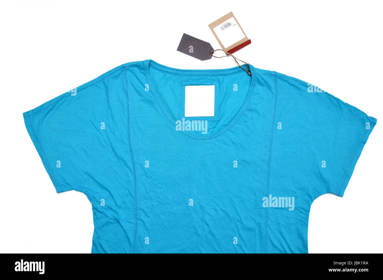 shirt with price tag on white background Stock Photo - Alamy