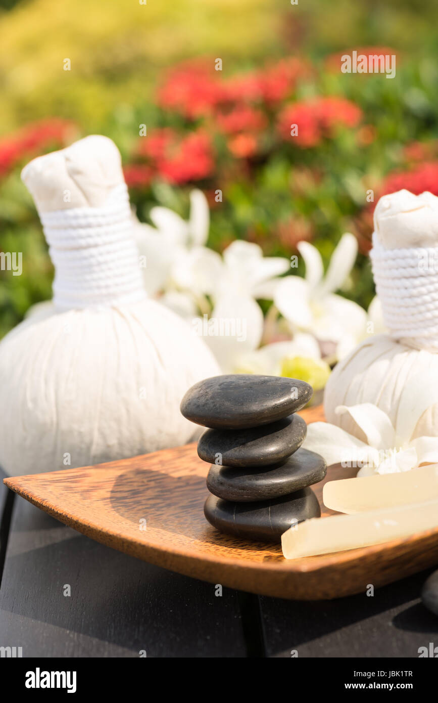 Outdoor Herbal Spa Massage in the garden Stock Photo - Alamy