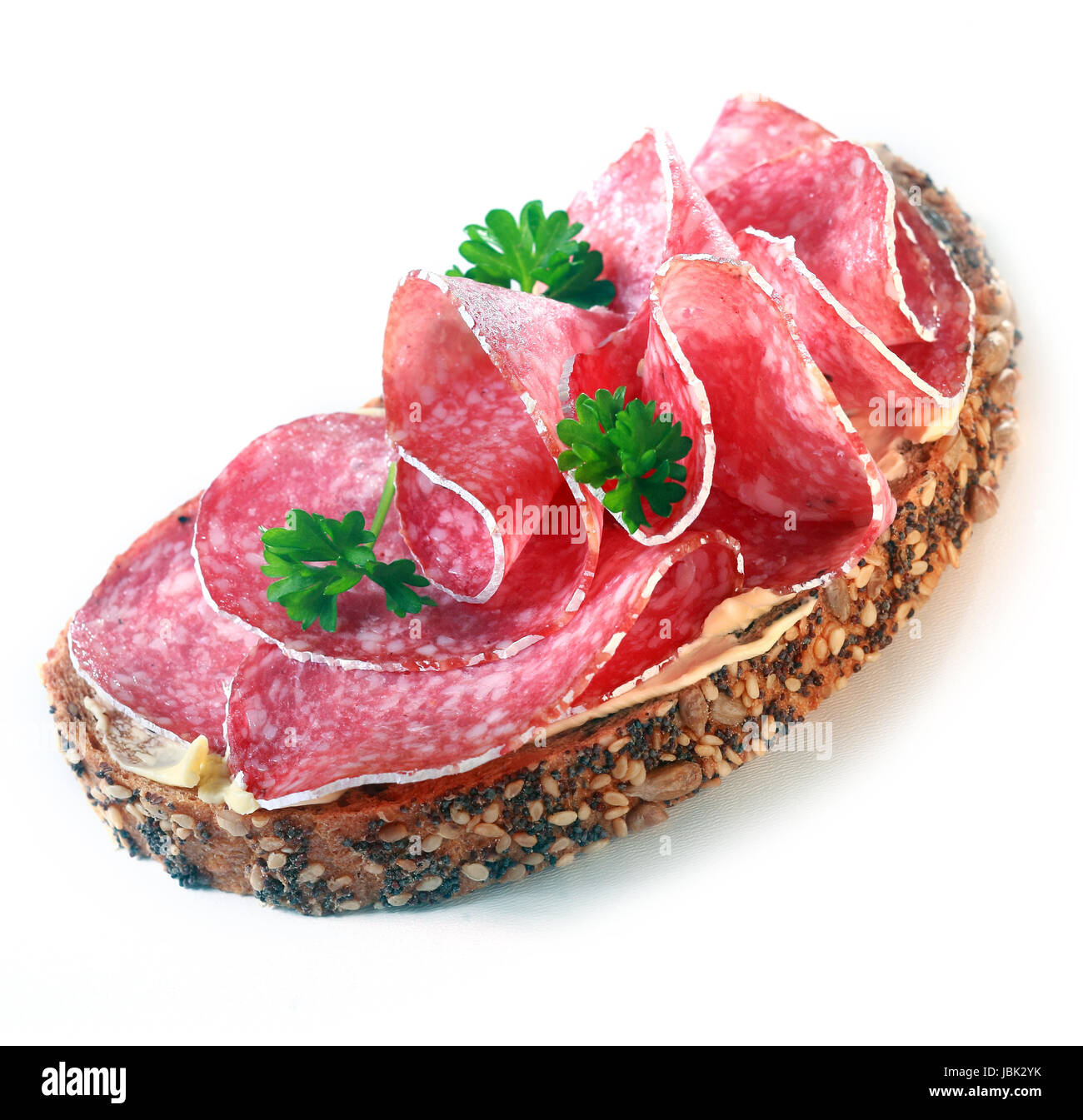 Healthy sandwich with salami and whole grain bread Stock Photo - Alamy