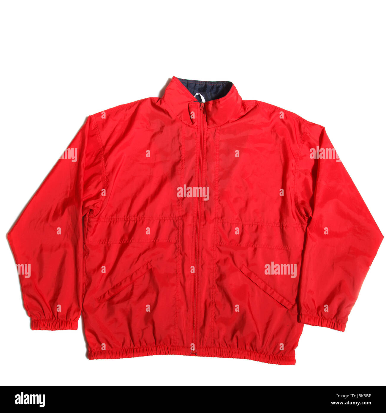 red nylon waterproof windstopper jacket on white background Stock Photo ...