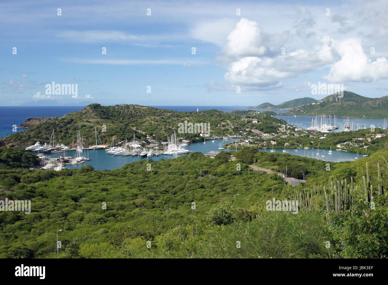 Panorama view over English Harbour and Nelsons Dockyard, Antigua and ...
