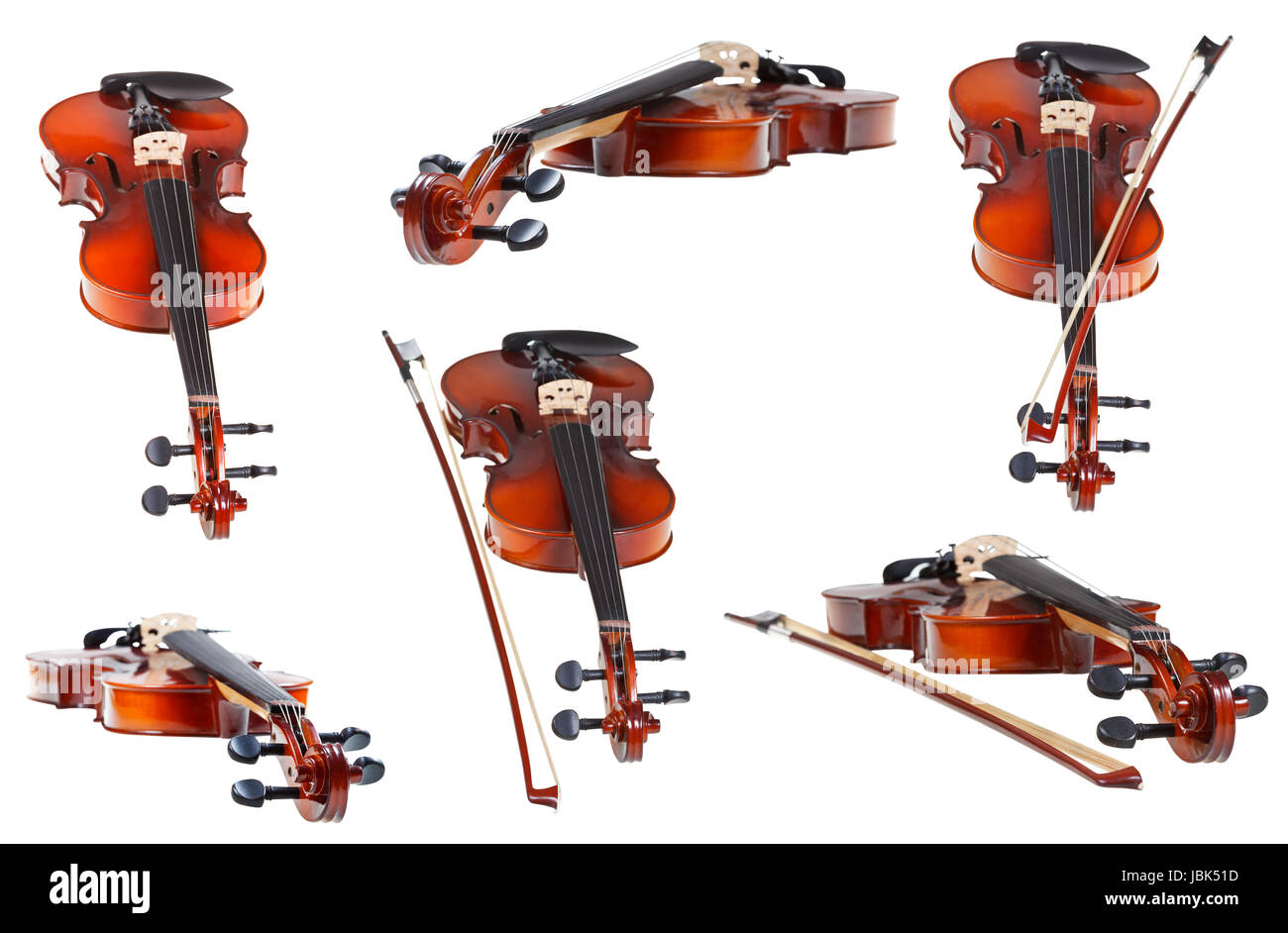 set of classical modern violins isolated on white background Stock ...