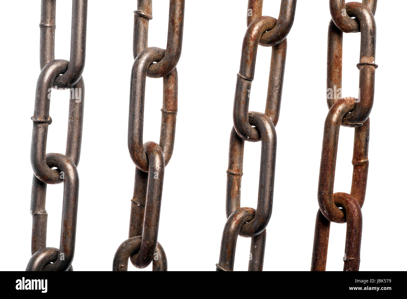 Color detail of some rusty chains, on white Stock Photo - Alamy