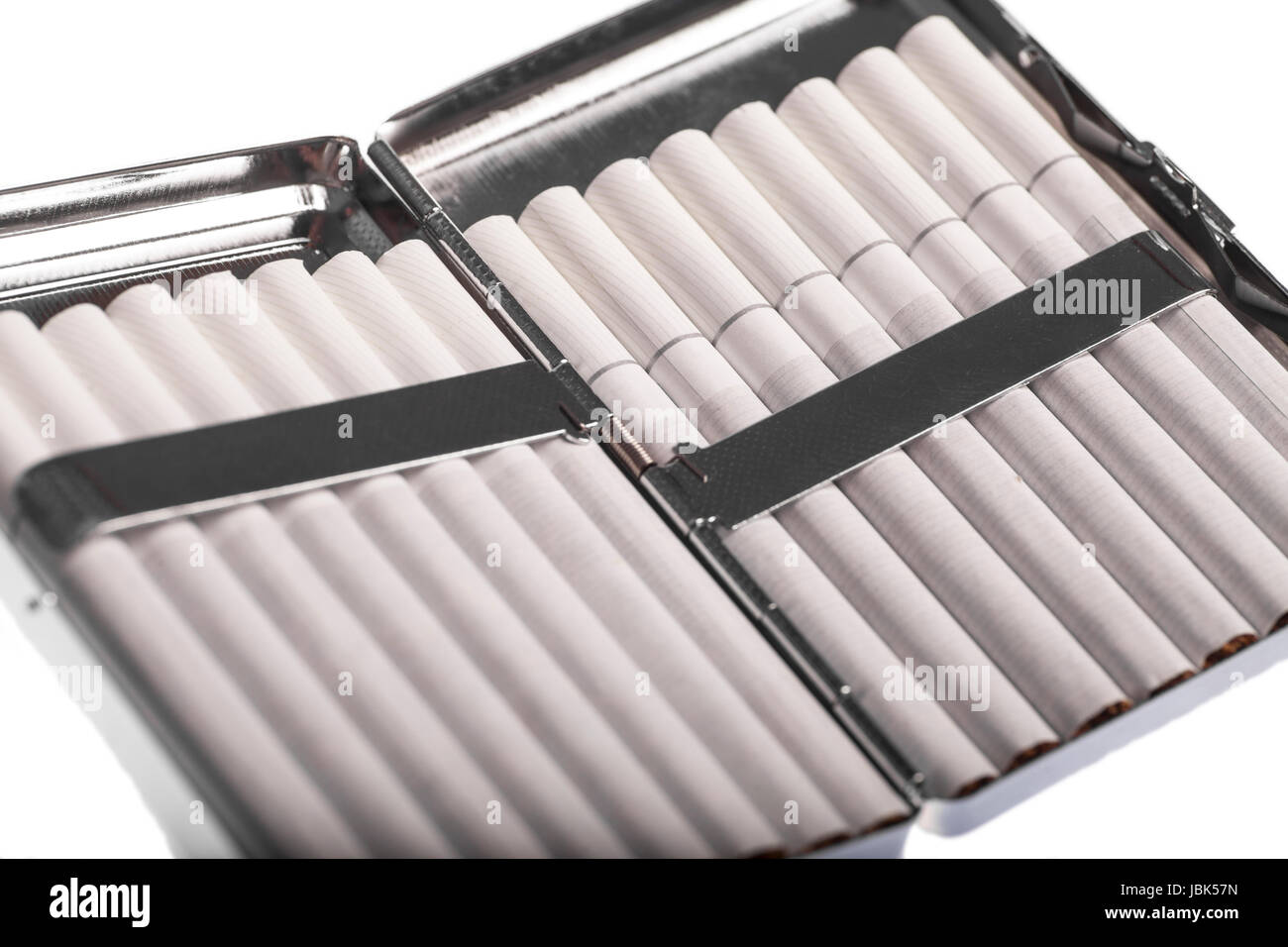 Color detail of a cigarette case with white cigarettes Stock Photo - Alamy
