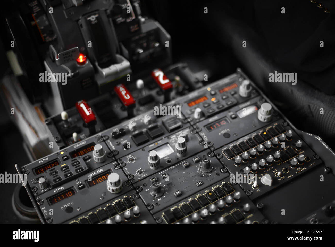 The pilots' control panel inside a passenger airplane Stock Photo - Alamy