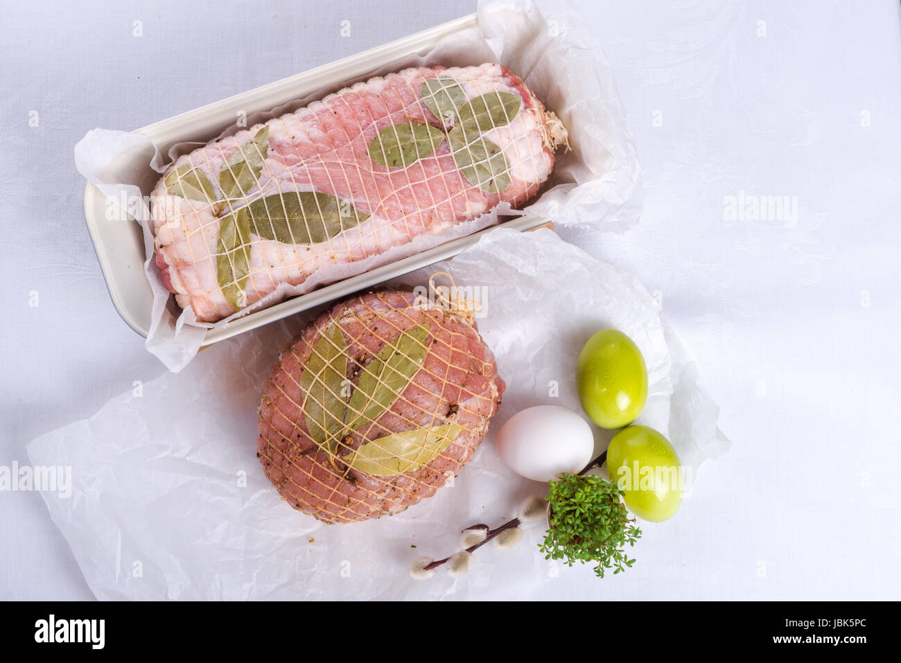 Baked pork - preparation Stock Photo - Alamy