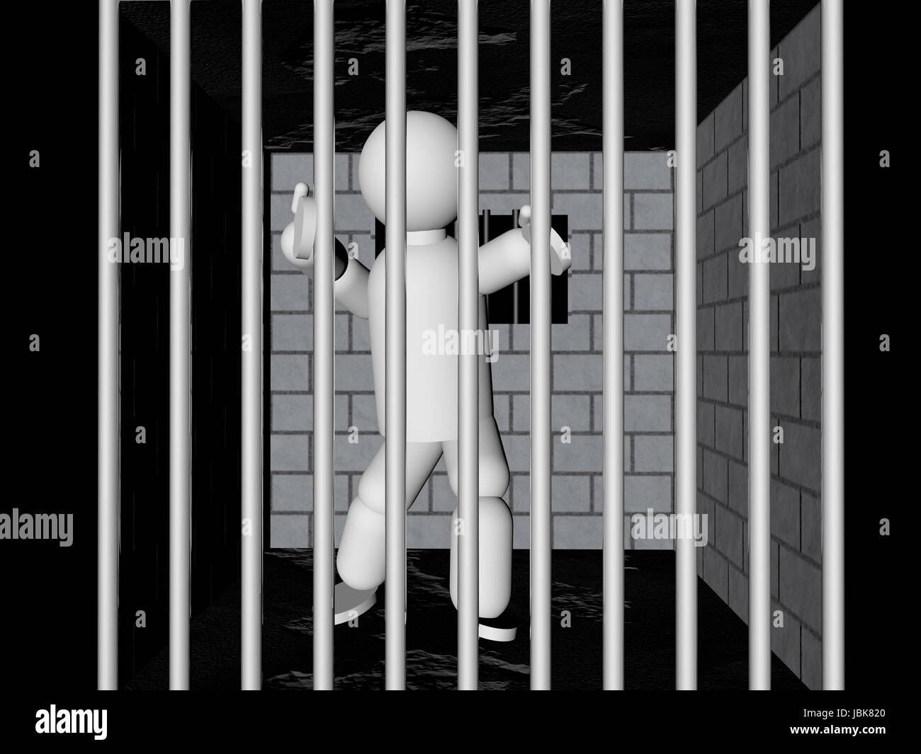 Puppet in a jail cell, 3d render Stock Photo - Alamy