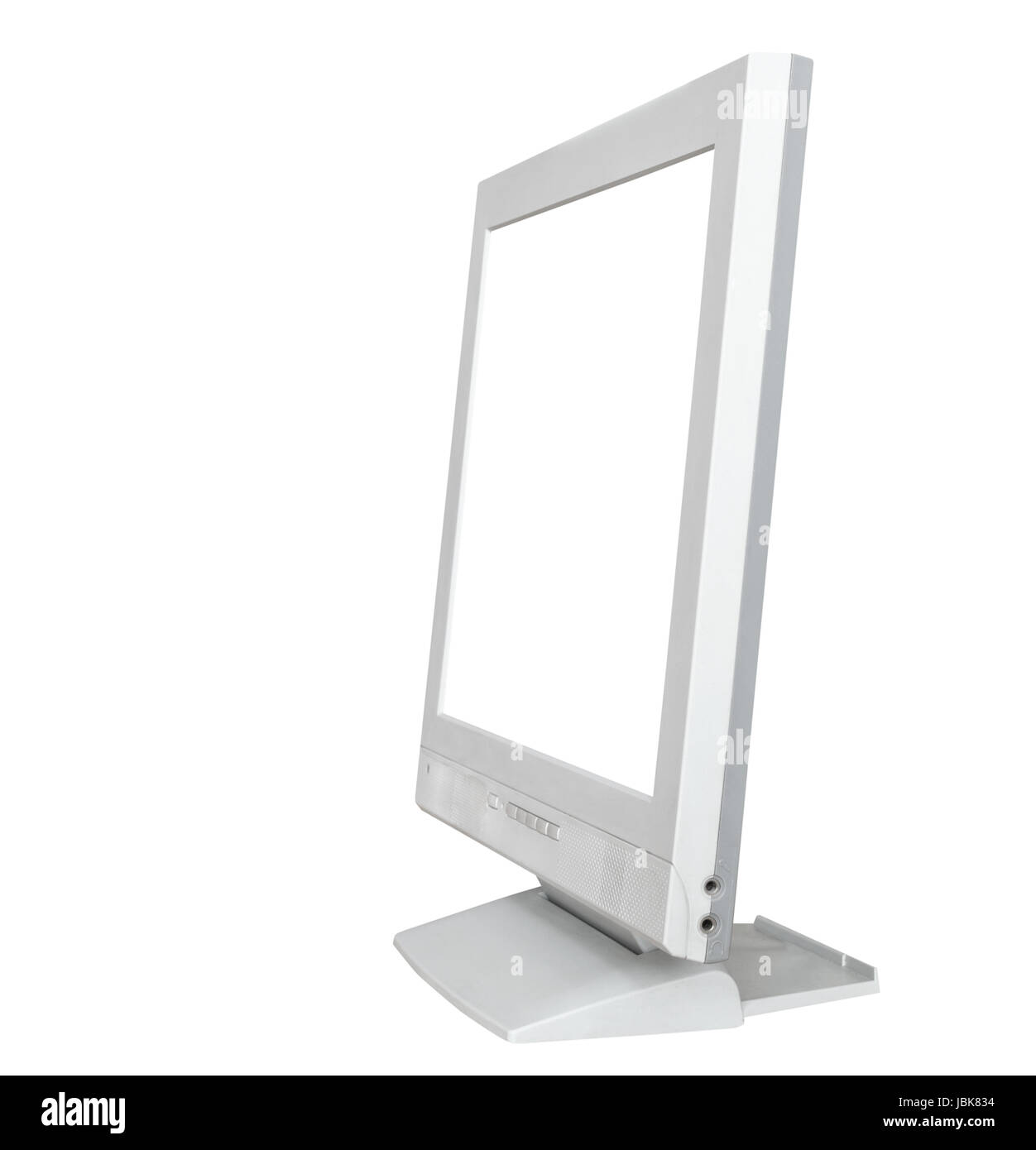 side view of grey computer display with cut out screen isolated on ...