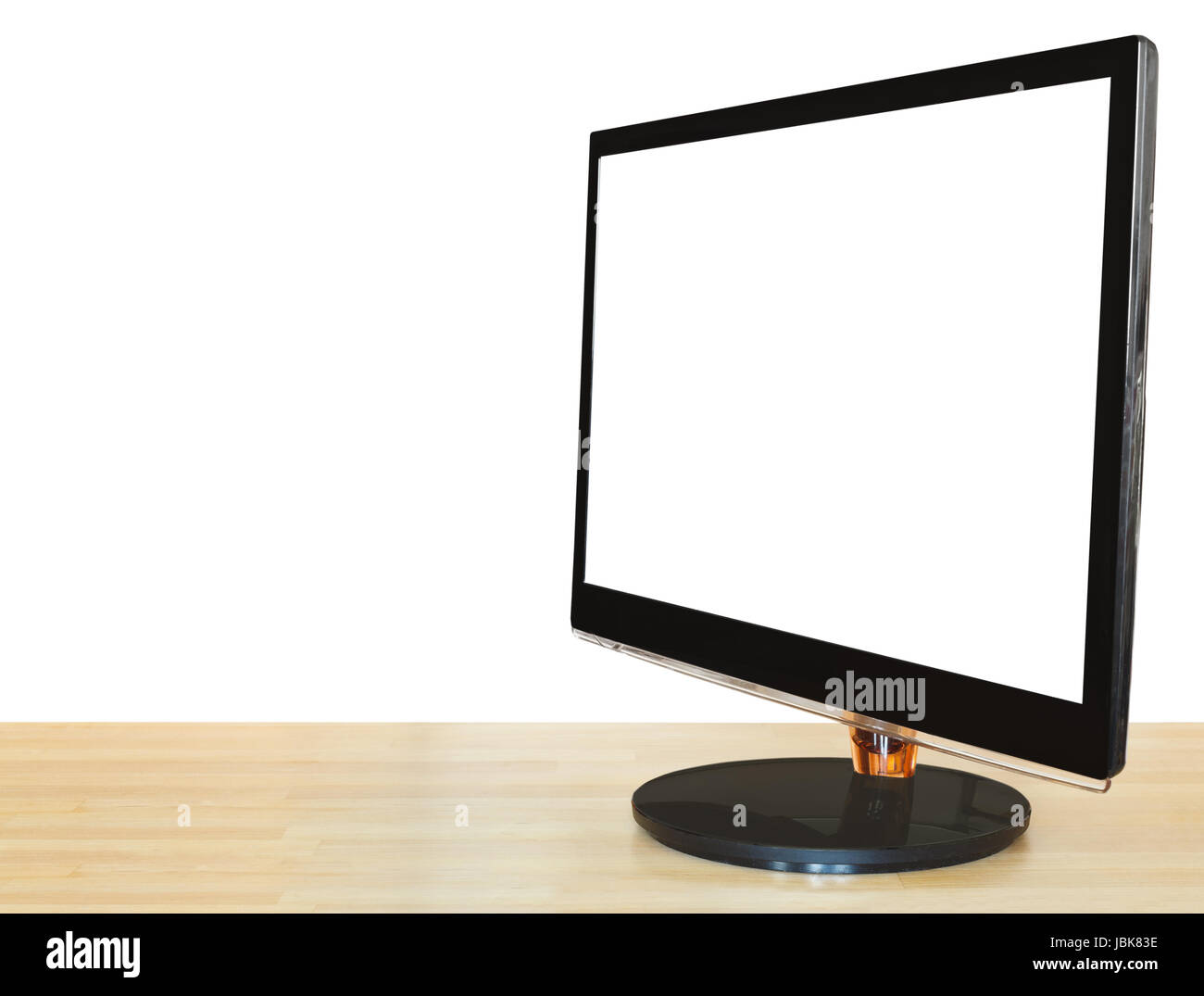 side view of computer black widescreen display with cut out screen on ...
