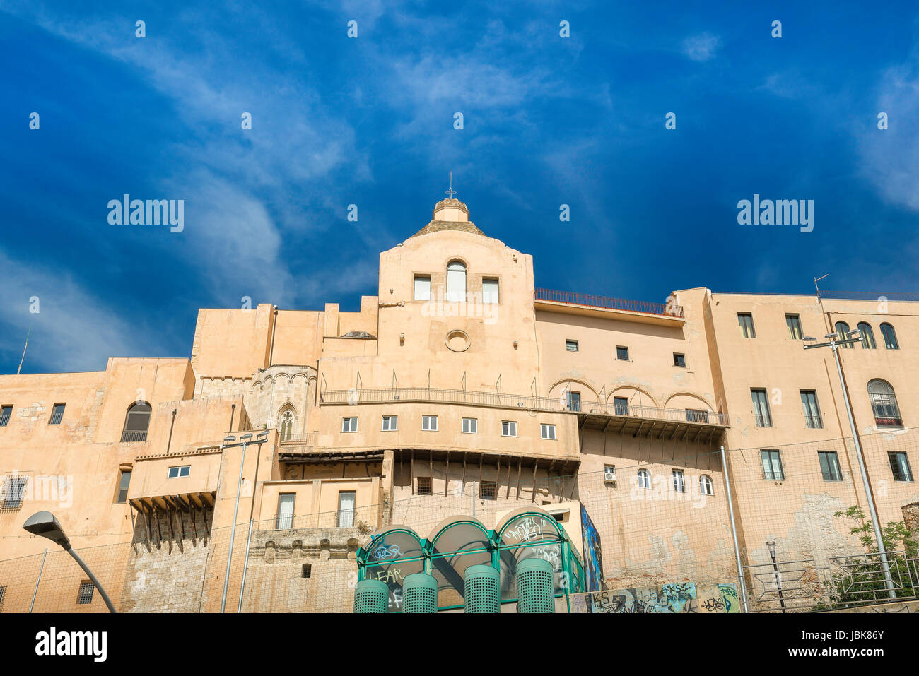 Castello Cagliari Sardinia, rear view of the Duomo cathedral and the ...