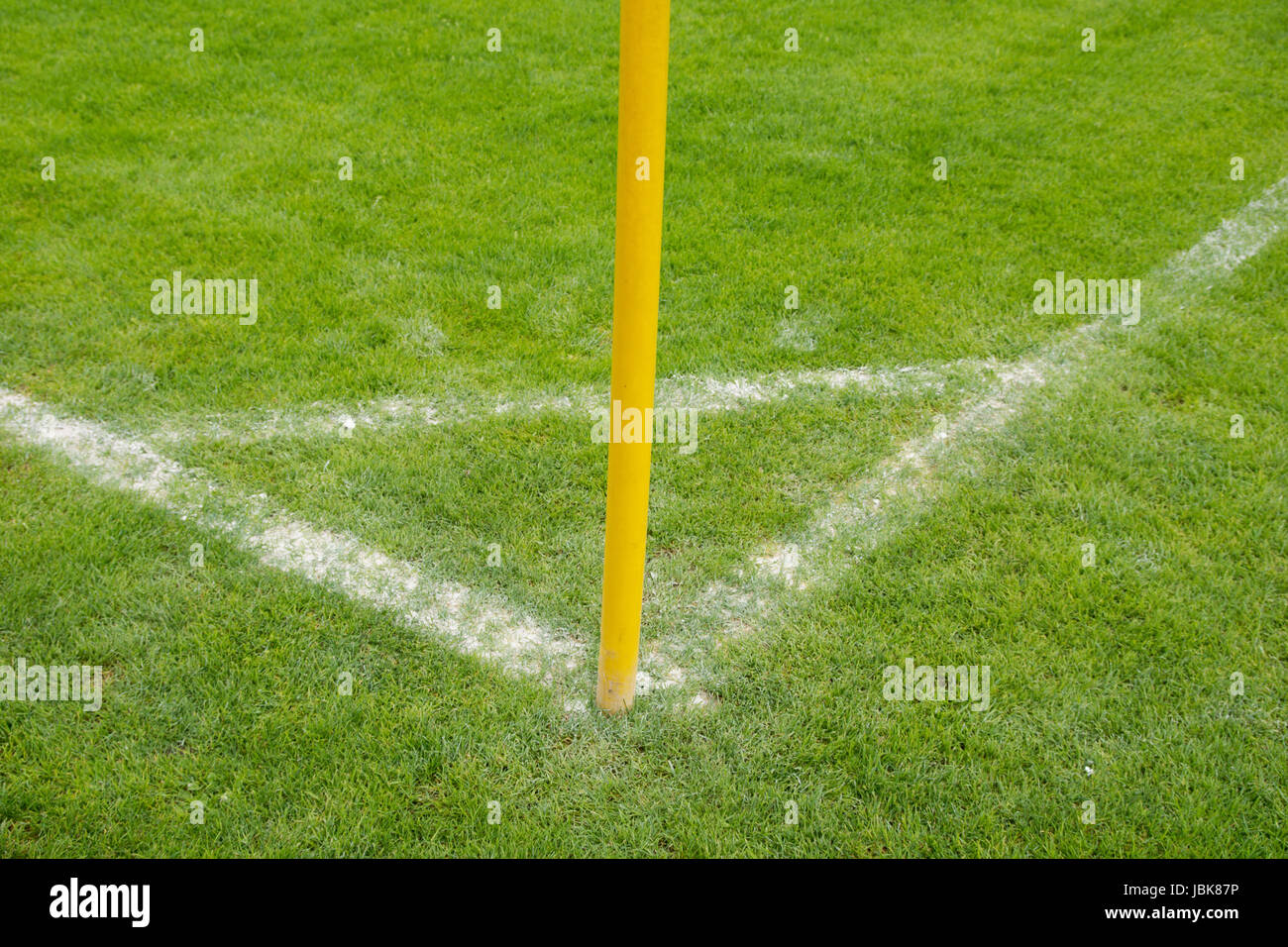 Soccer field with corner flag Stock Photo - Alamy