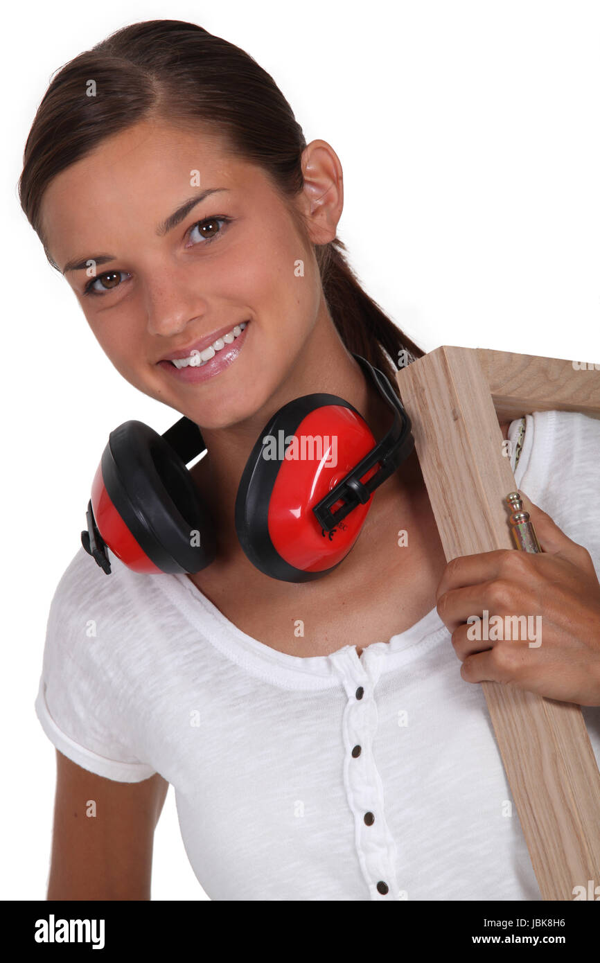 Girl carrying frame Stock Photo - Alamy