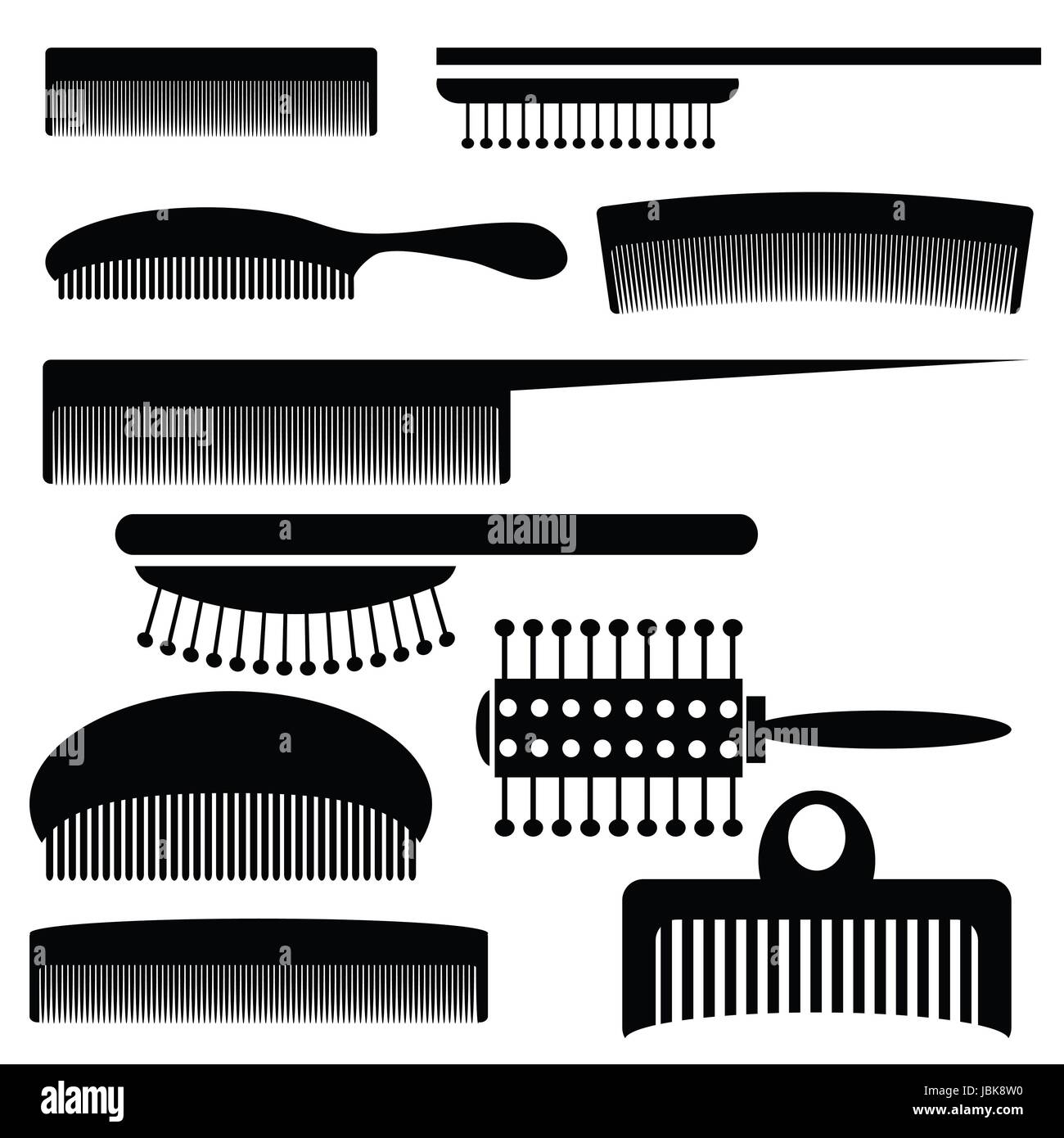 illustration with silhouettes of combs on a white background for your ...