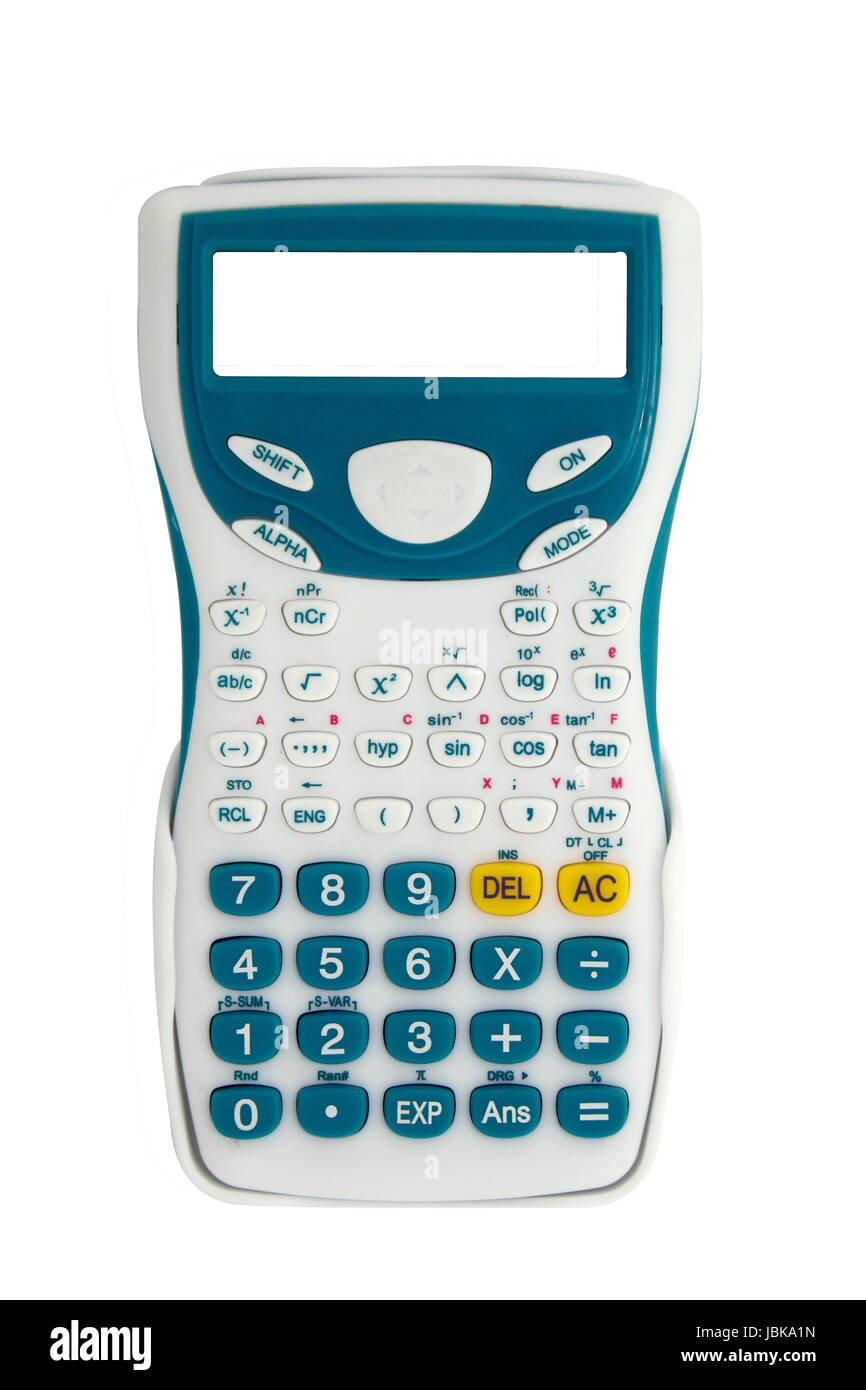 Top view of a calculator isolated on white background Stock Photo - Alamy