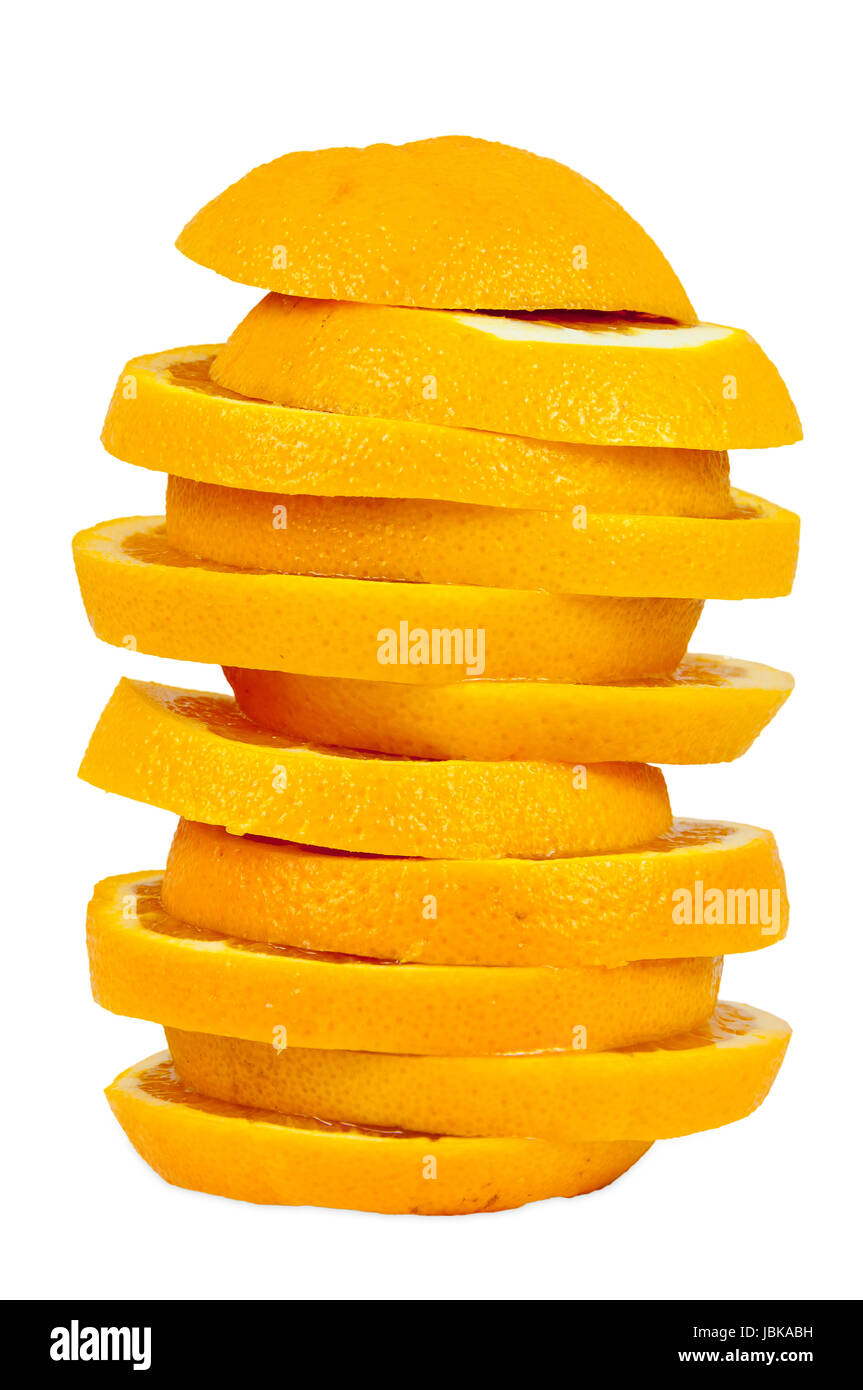 Stack of orange slices isolated on white background with clipping path ...