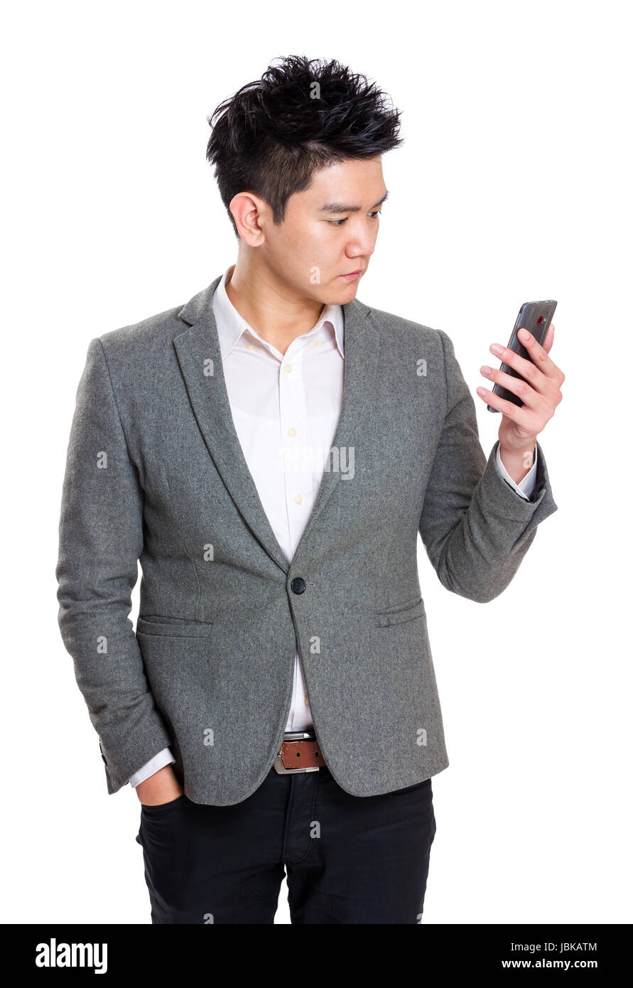 Businessman text message Stock Photo - Alamy