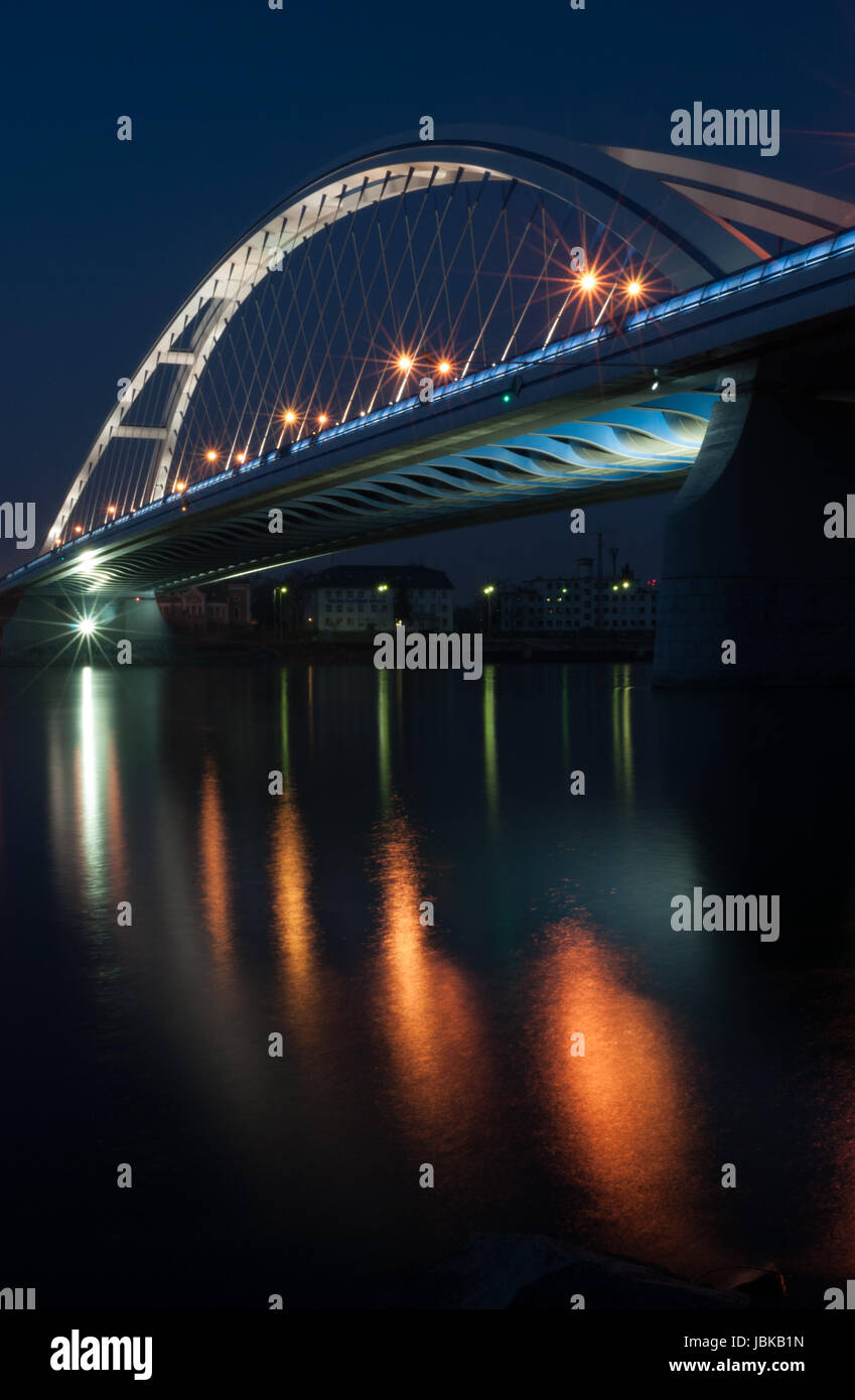 bridge over the river at night Stock Photo - Alamy
