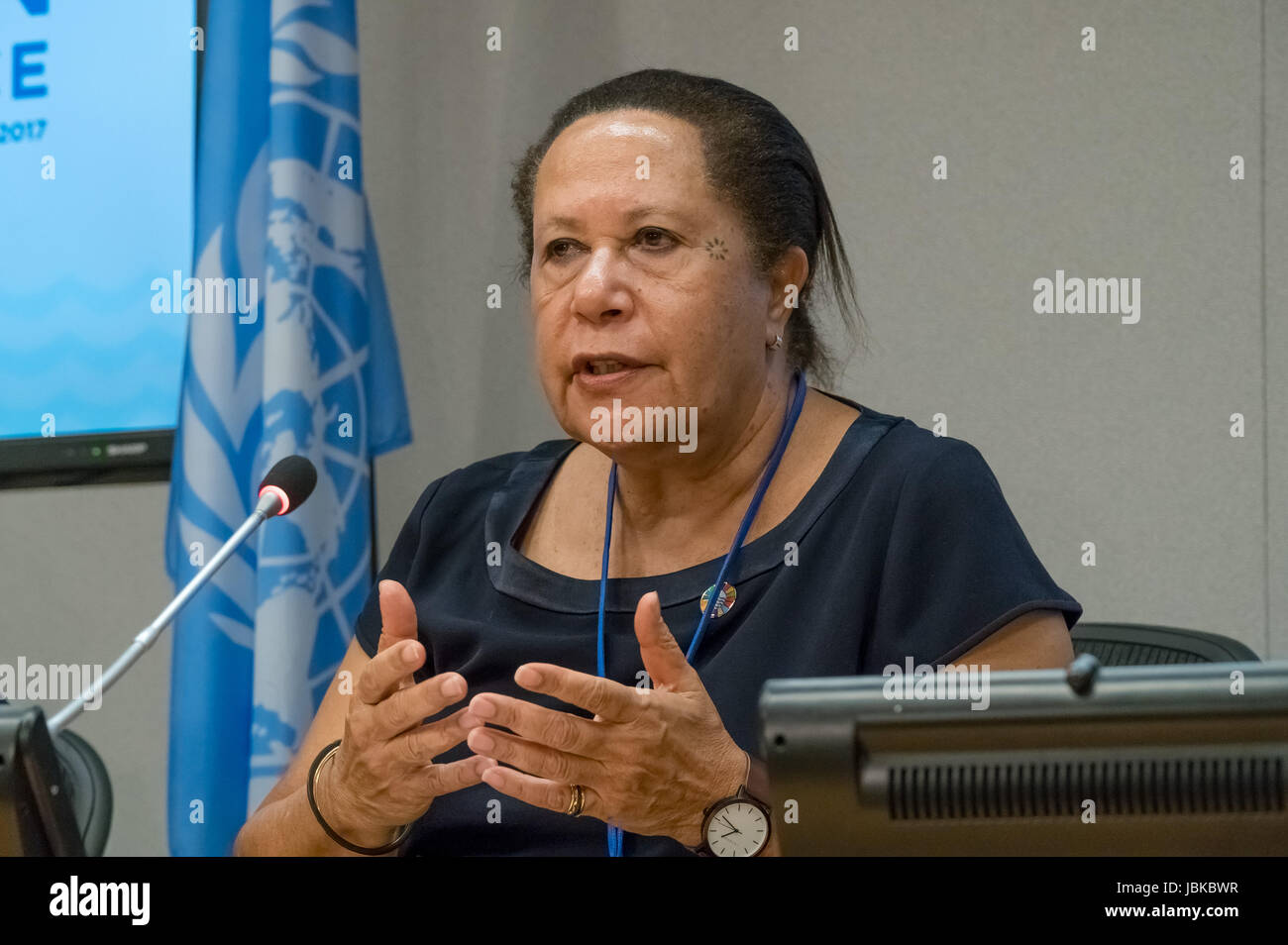 New York, United States. 08th June, 2017. Dame Meg Taylor speaks with ...