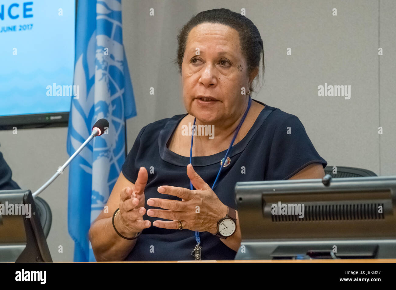 New York, United States. 08th June, 2017. Dame Meg Taylor speaks with ...