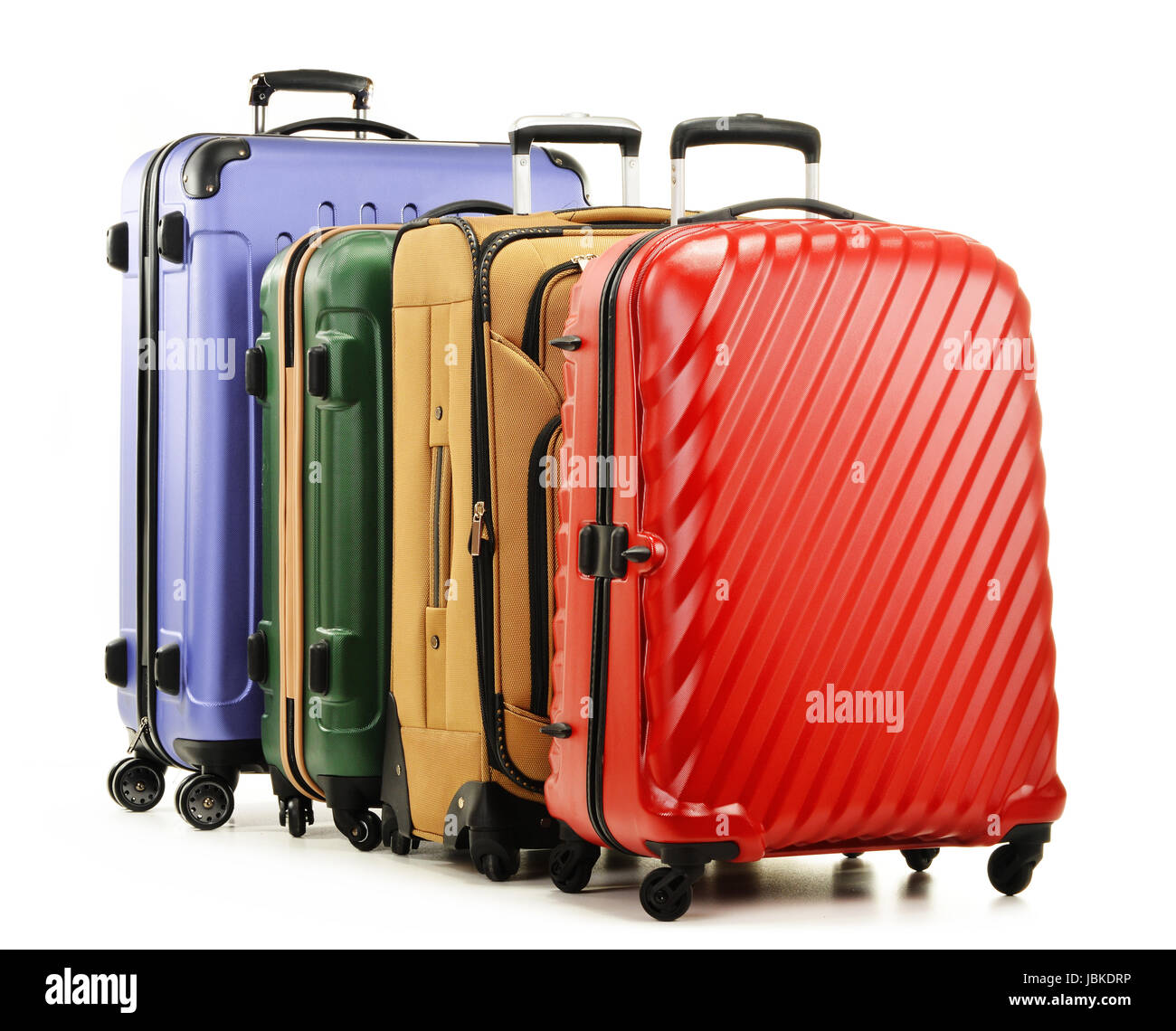 Four suitcases isolated on white background Stock Photo - Alamy