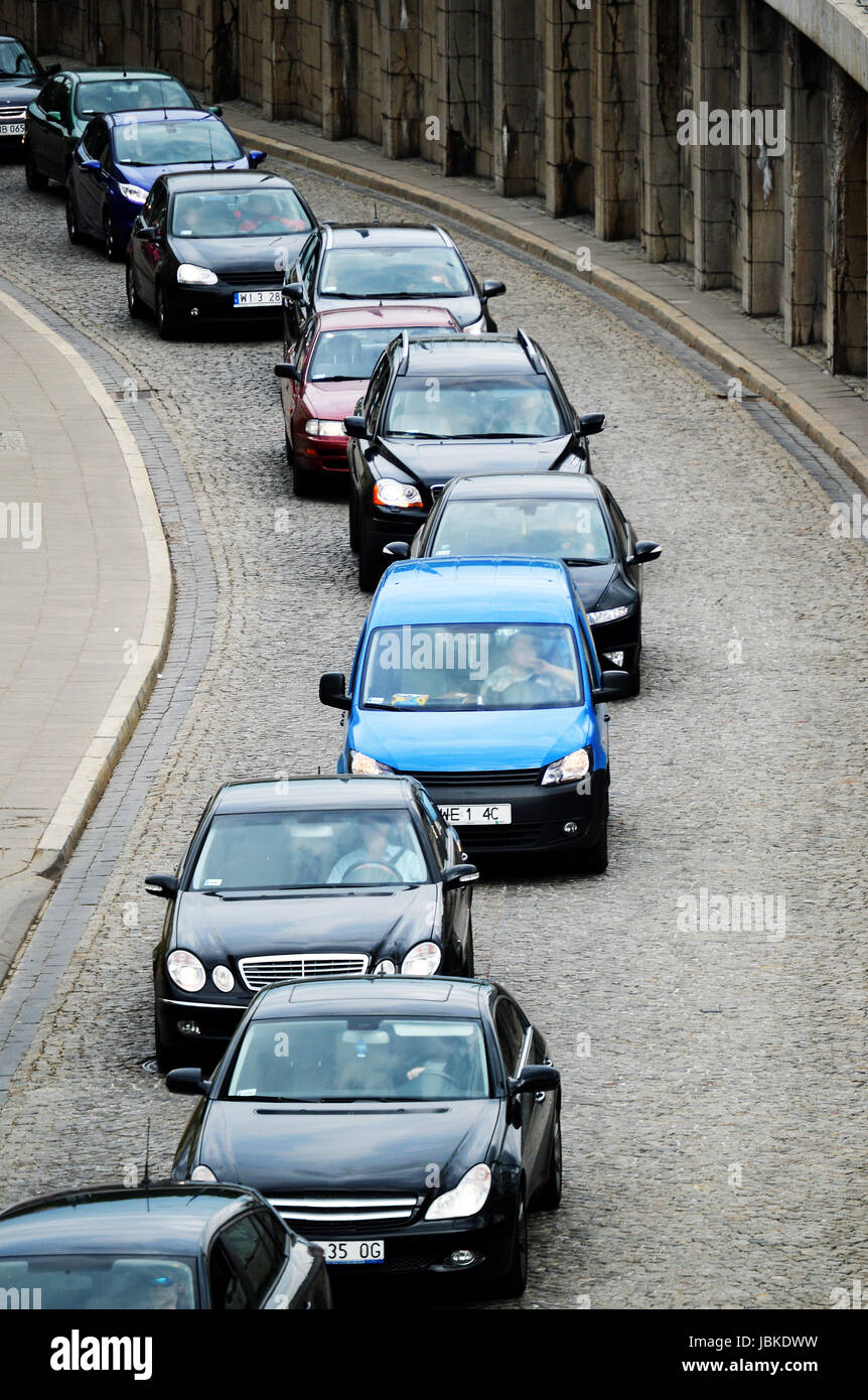 Cars in traffic jam on the one way street Stock Photo - Alamy