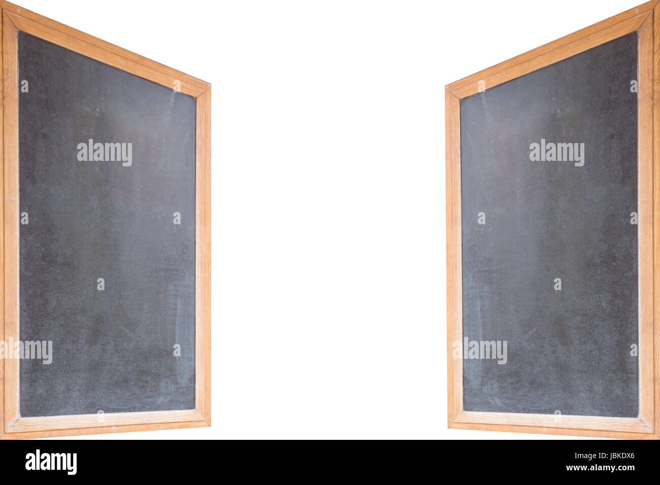 two blank chalkboards over a white background Stock Photo - Alamy