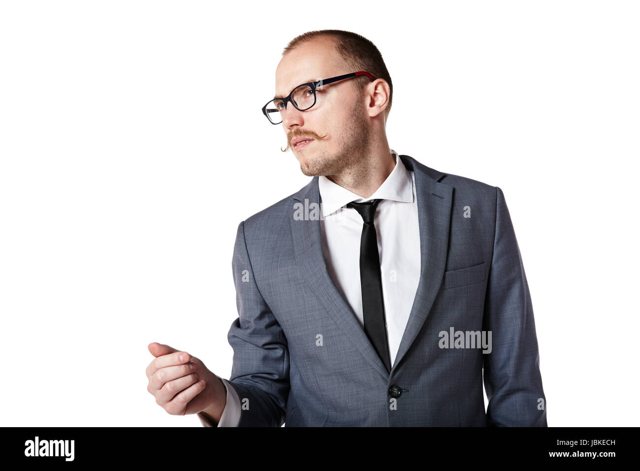Young businessman looking right. Isolated one white Stock Photo - Alamy