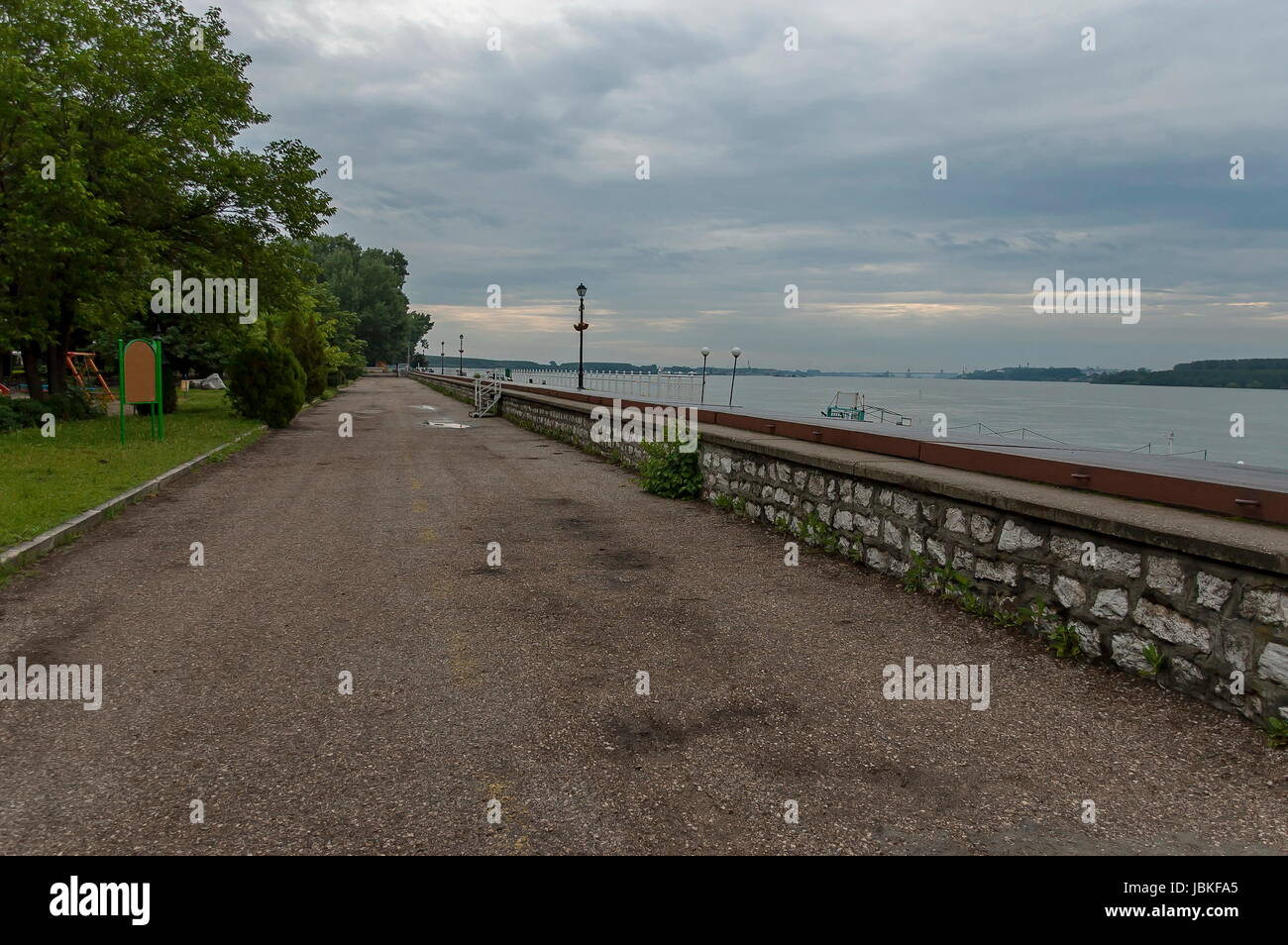 Riverside walk in Vidin town along river Danube, Bulgaria, Europe Stock ...