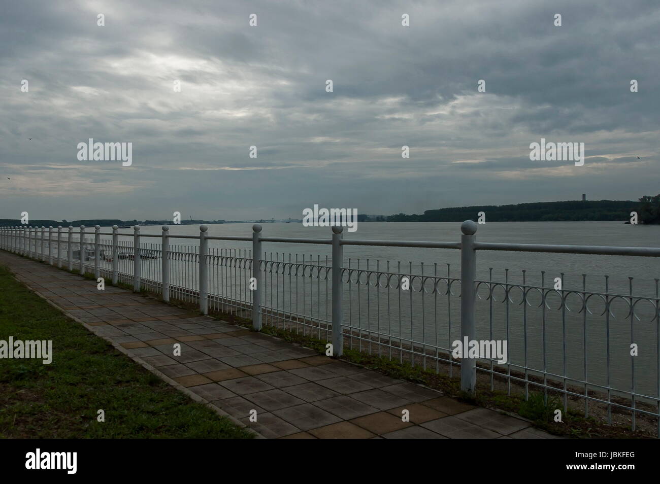Riverside walk in Vidin town along river Danube, Bulgaria, Europe Stock ...
