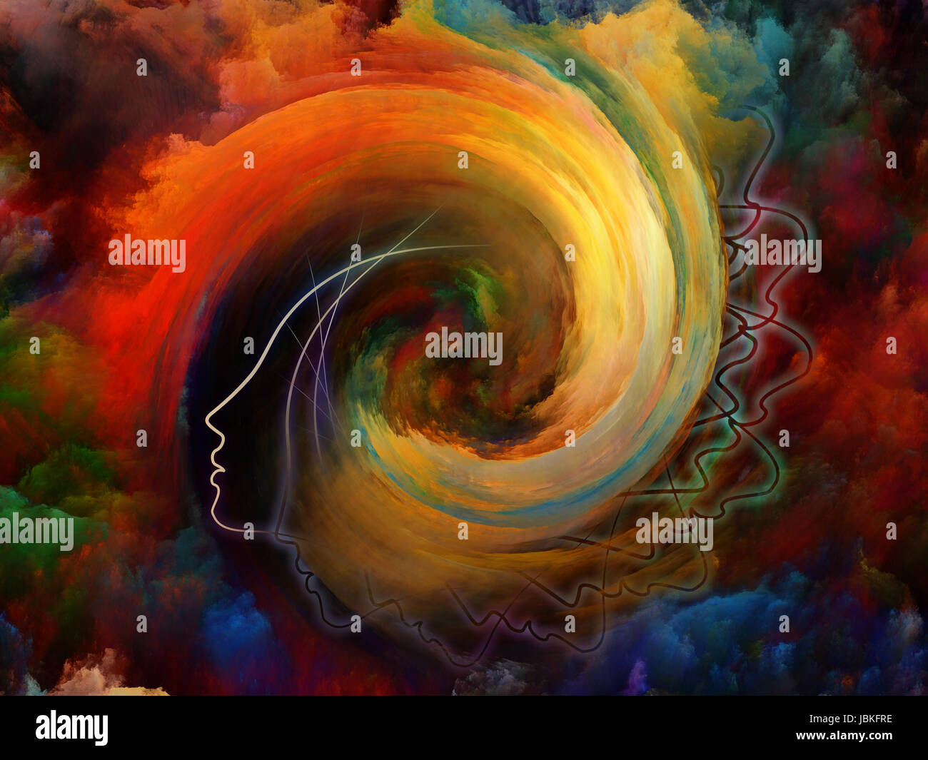 Internal Recurrence series. Abstract design made of human profile and ...