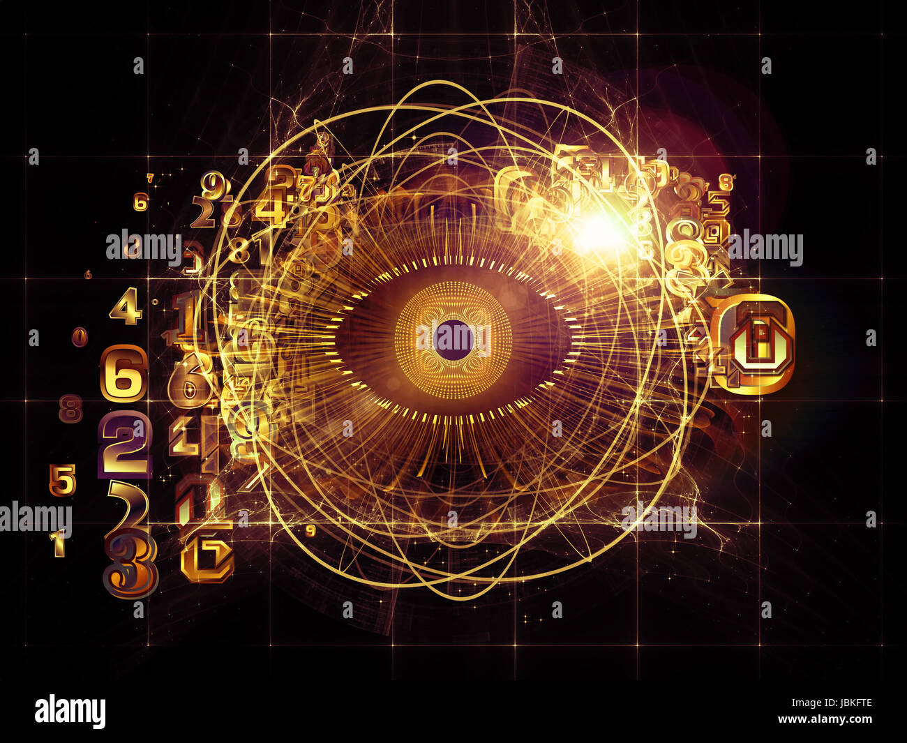 Eye Particle series. Design composed of eye shape, numbers and fractal ...