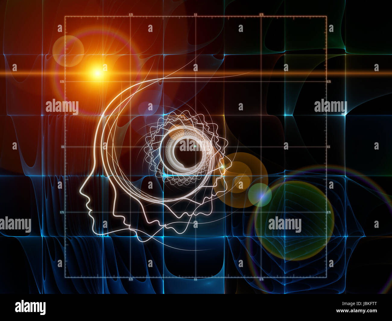 Strange Geometry series. Backdrop composed of line drawing, math and ...
