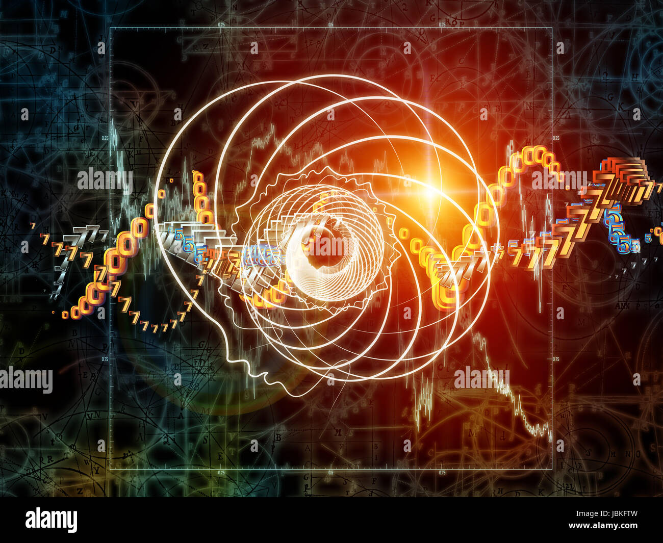 Strange Geometry series. Design composed of human head profile, math ...