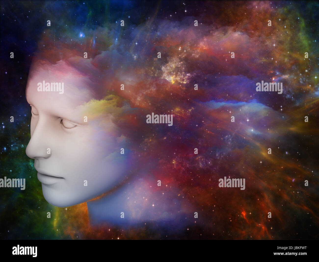 Colorful Mind series. Arrangement of human head and fractal colors on ...