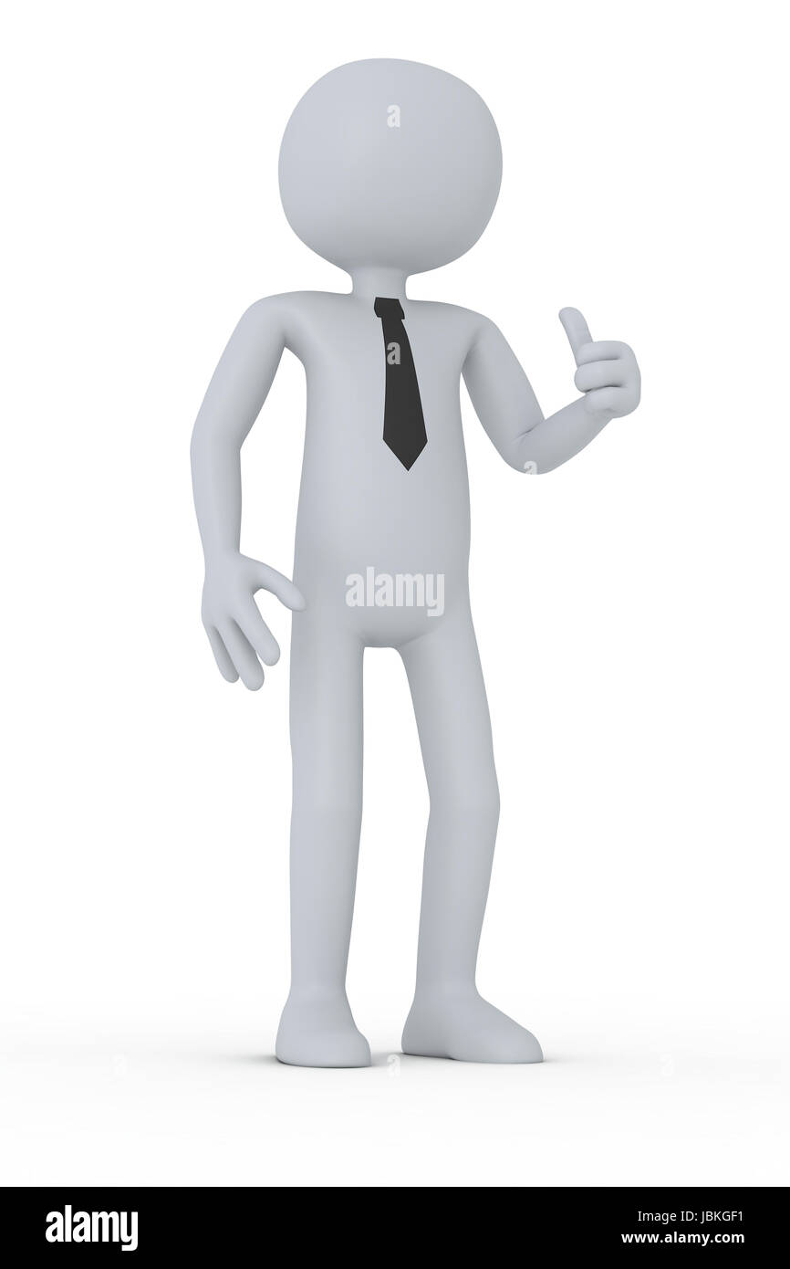 one puppet with a cravat and the hand that shows the thumb up (3d ...