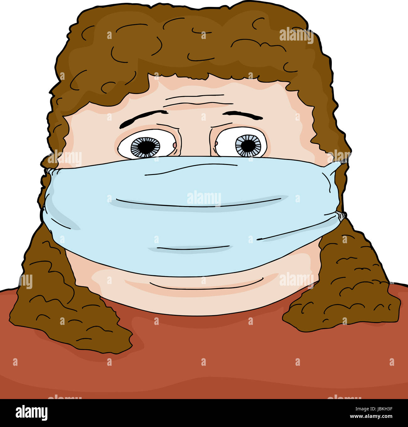 Frightened Caucasian woman with face mask on isolated background Stock ...