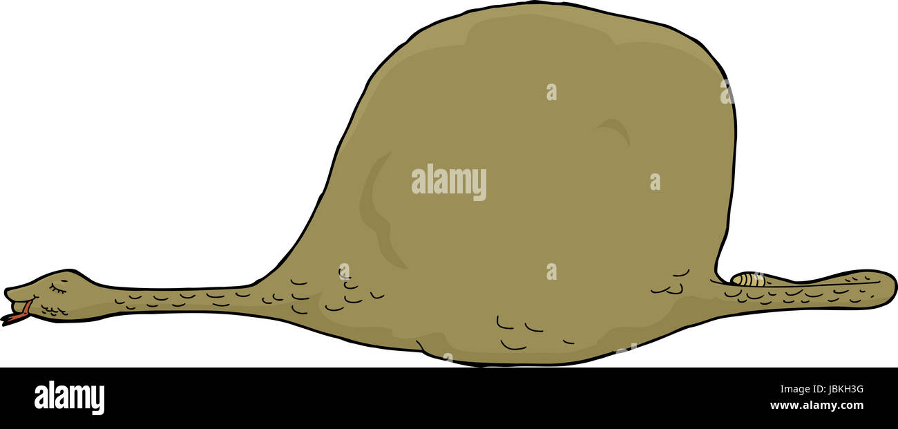 Cartoon happy snake tired from digesting food Stock Photo - Alamy