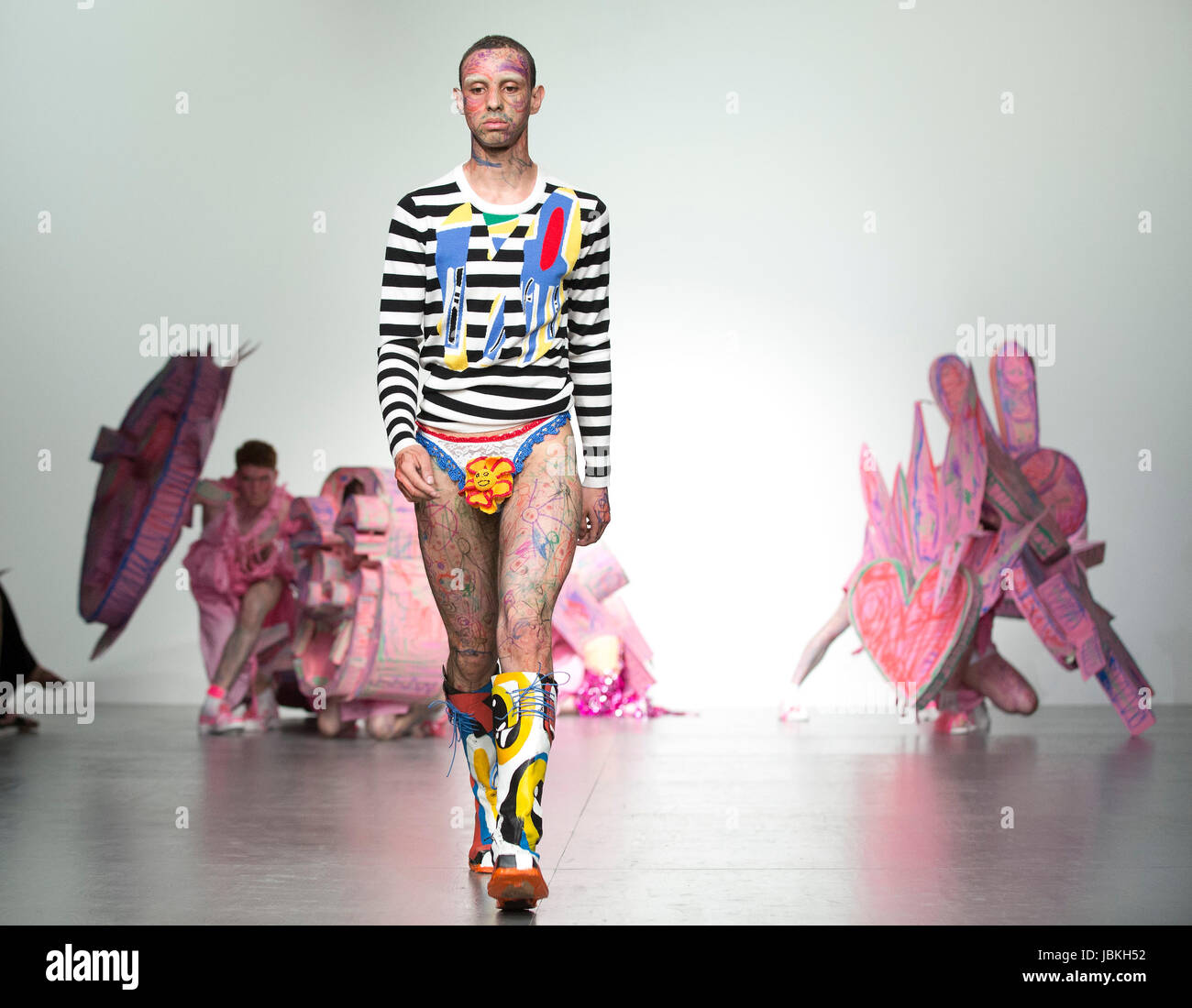 Models on the Charles Jeffrey LOVERBOY catwalk during the London ...