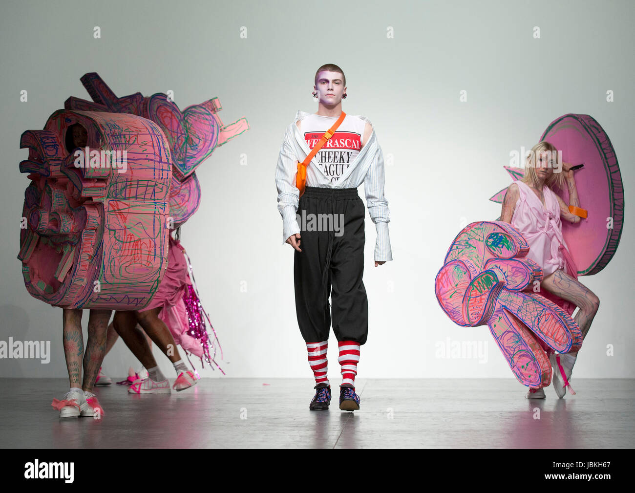 Models on the Charles Jeffrey LOVERBOY catwalk during the London ...