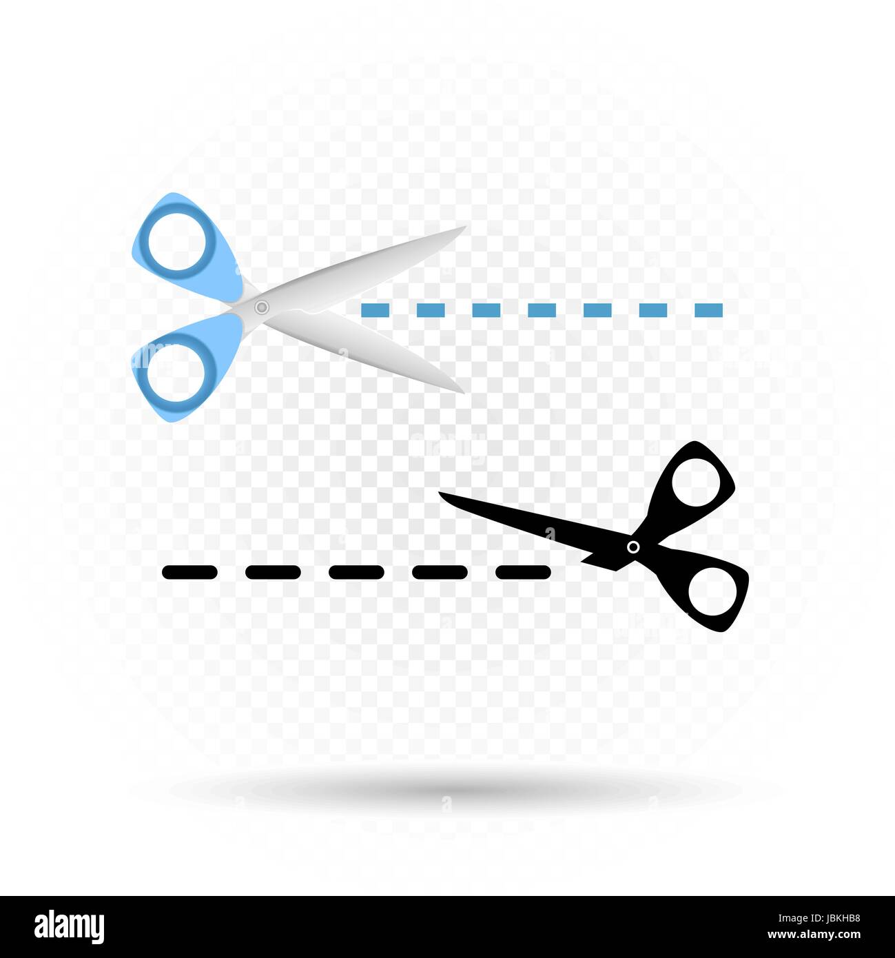 Scissors line cut symbol silhouette with shadow on transparent ...