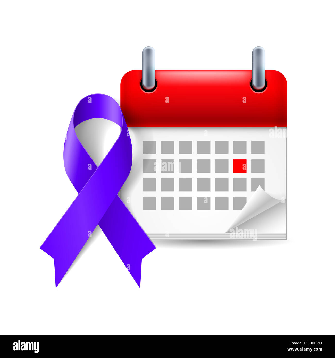 Indigo awareness ribbon and calendar with marked day. Targeted ...