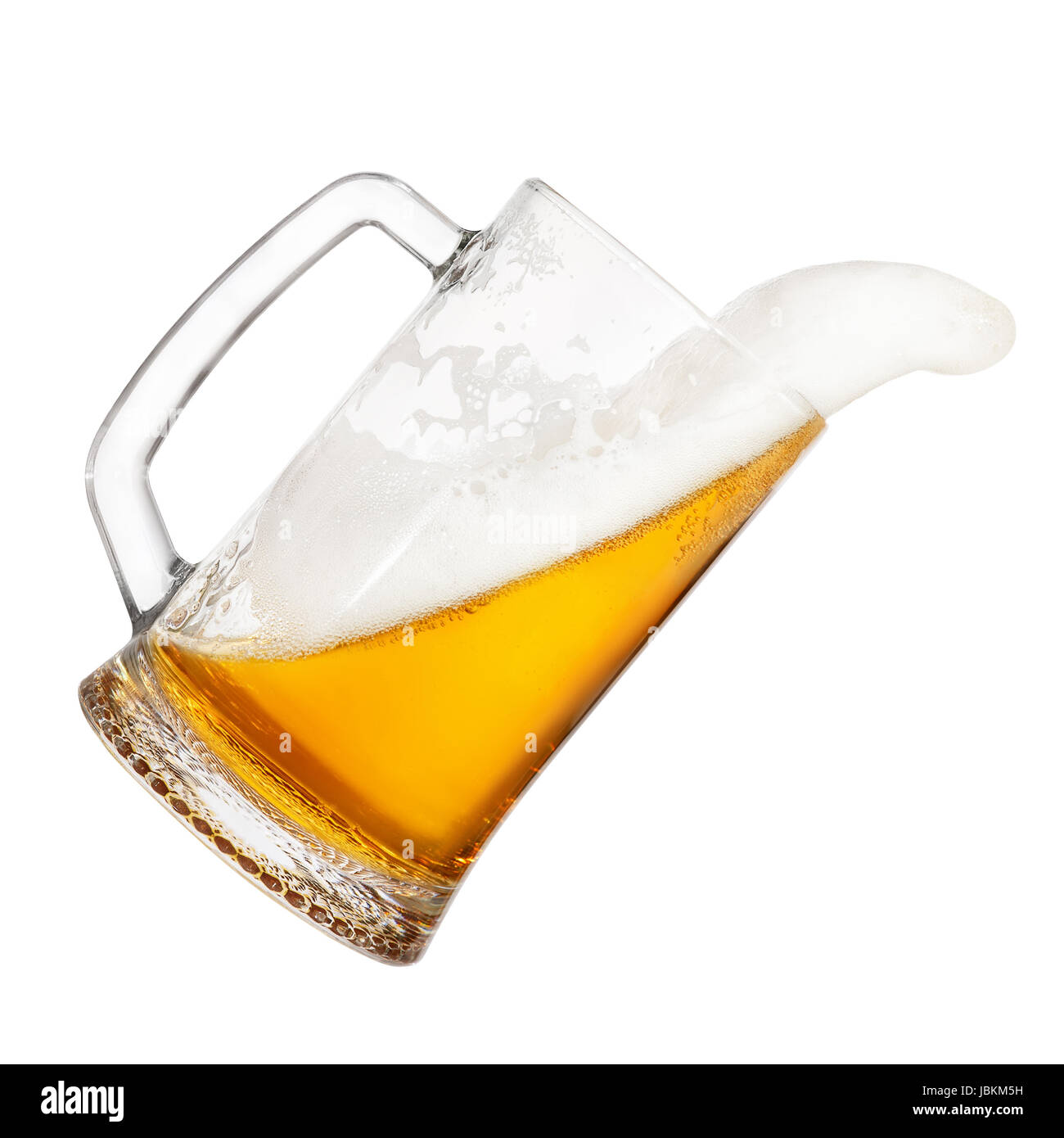falling mug with splashing beer isolated on white background. Splash of ...