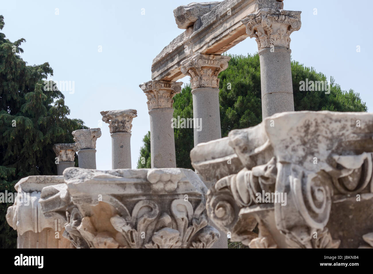 Columns in the ancient greek and later roman city of Ephesus, in the ...
