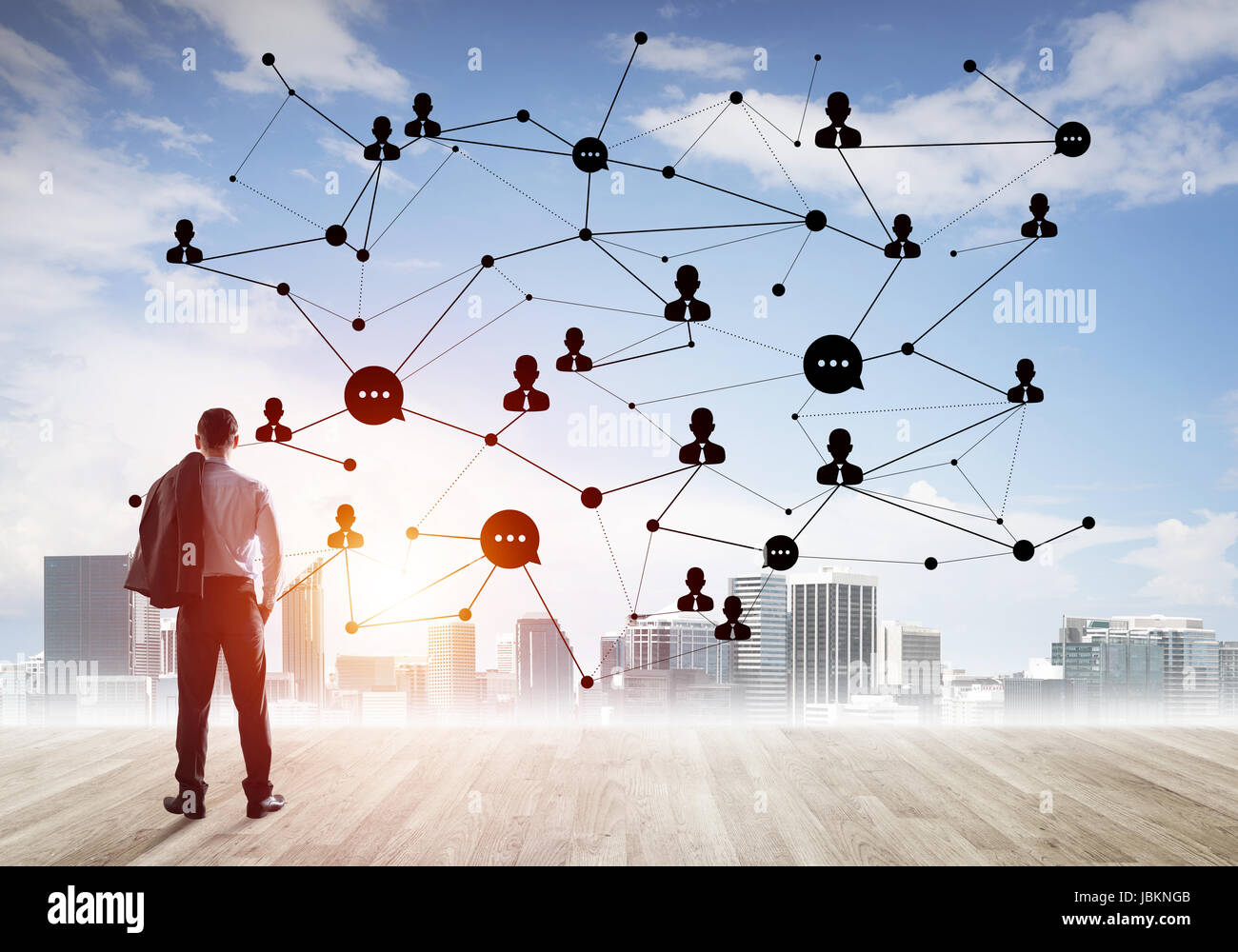 Social connection concept drawn on screen as symbol for teamwork and ...