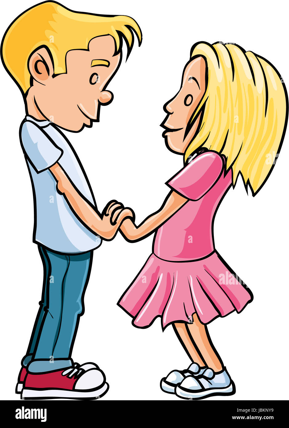Cartoon kids in love. Isolated on white Stock Photo - Alamy