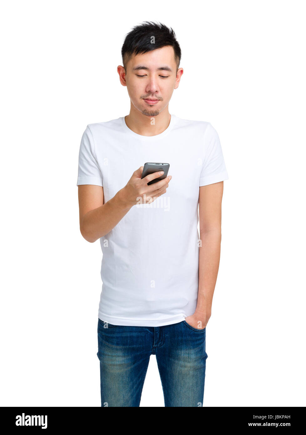 Chinese man using smartphone Stock Photo - Alamy