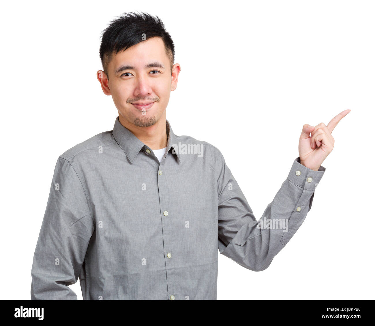 Asian man pointing Stock Photo - Alamy