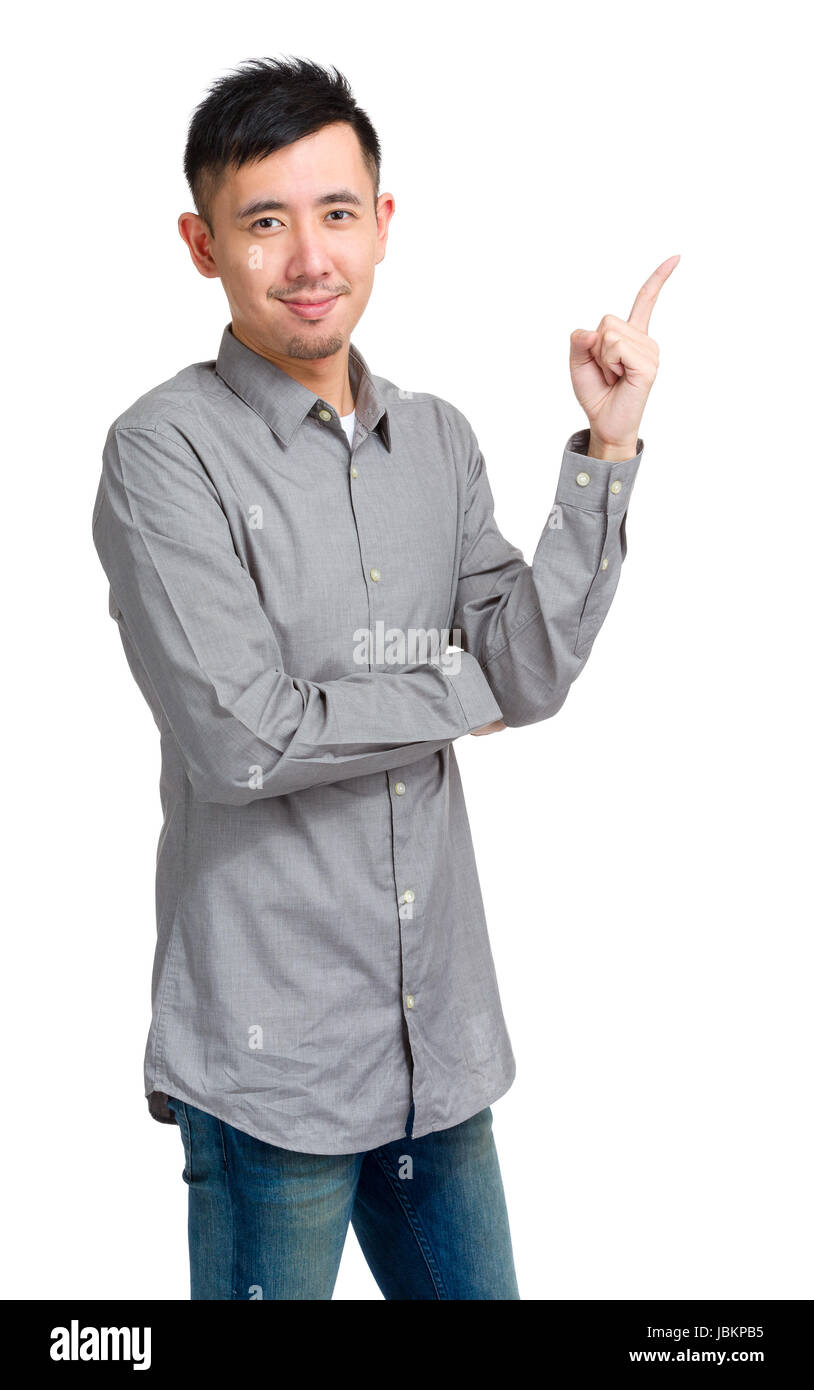 Positive korean male pointing finger hi-res stock photography and ...