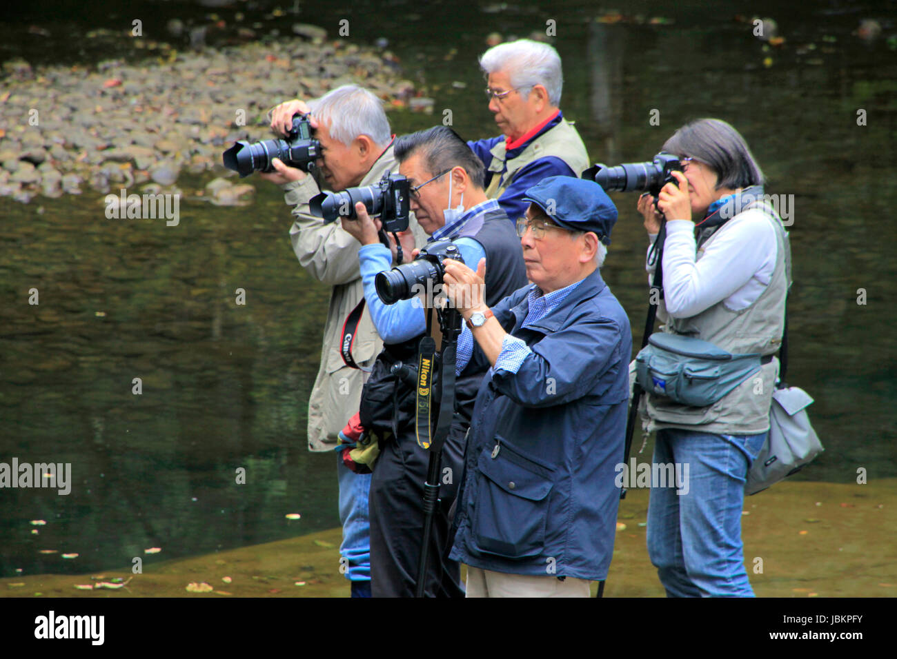 Photographers Taking Pictures of Nomizo-no-Taki Waterfalls in Kimitsu ...